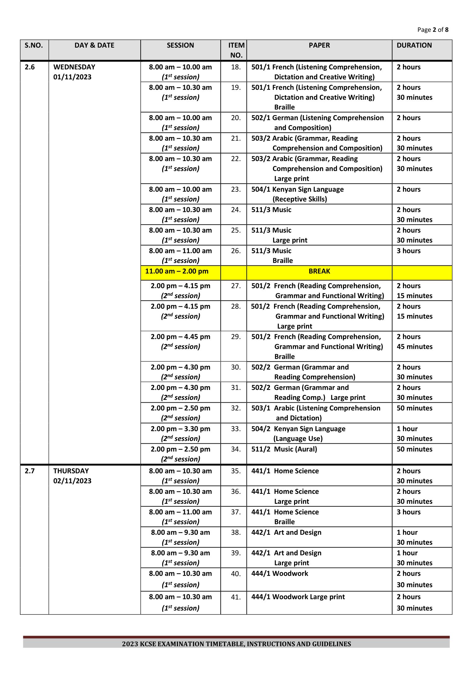The 2023 KCSE exam timetable - Education News | The Leading Newspaper ...