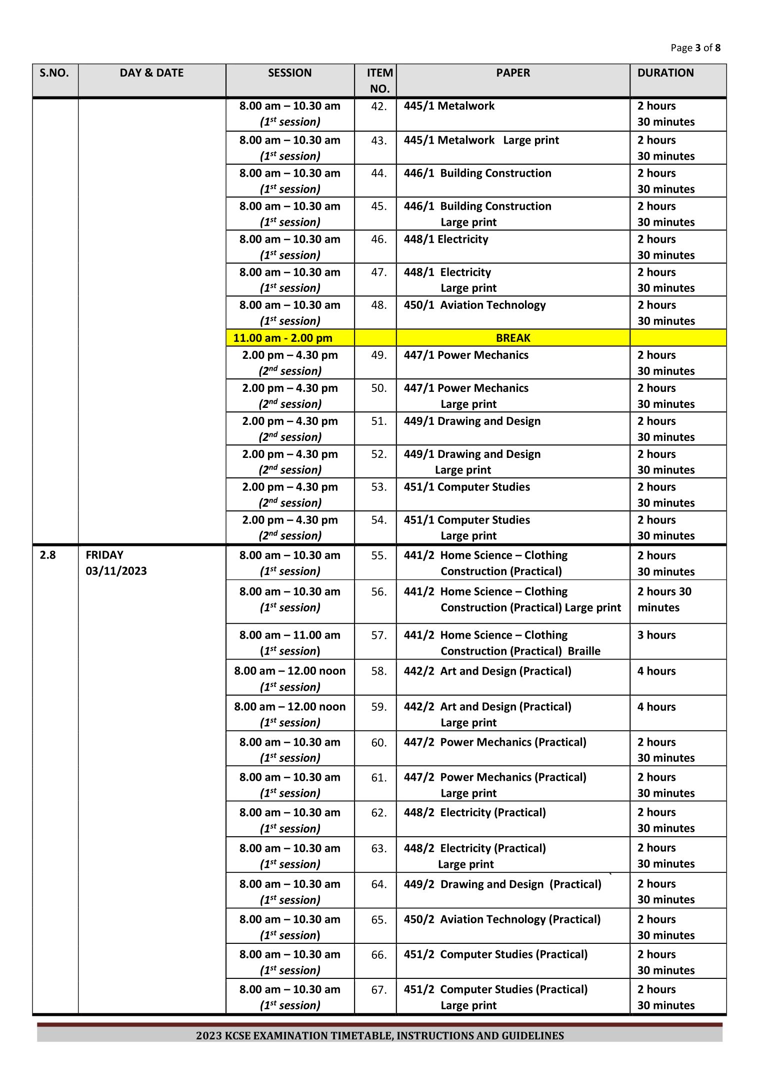 The 2023 KCSE exam timetable - Education News | The Leading Newspaper ...