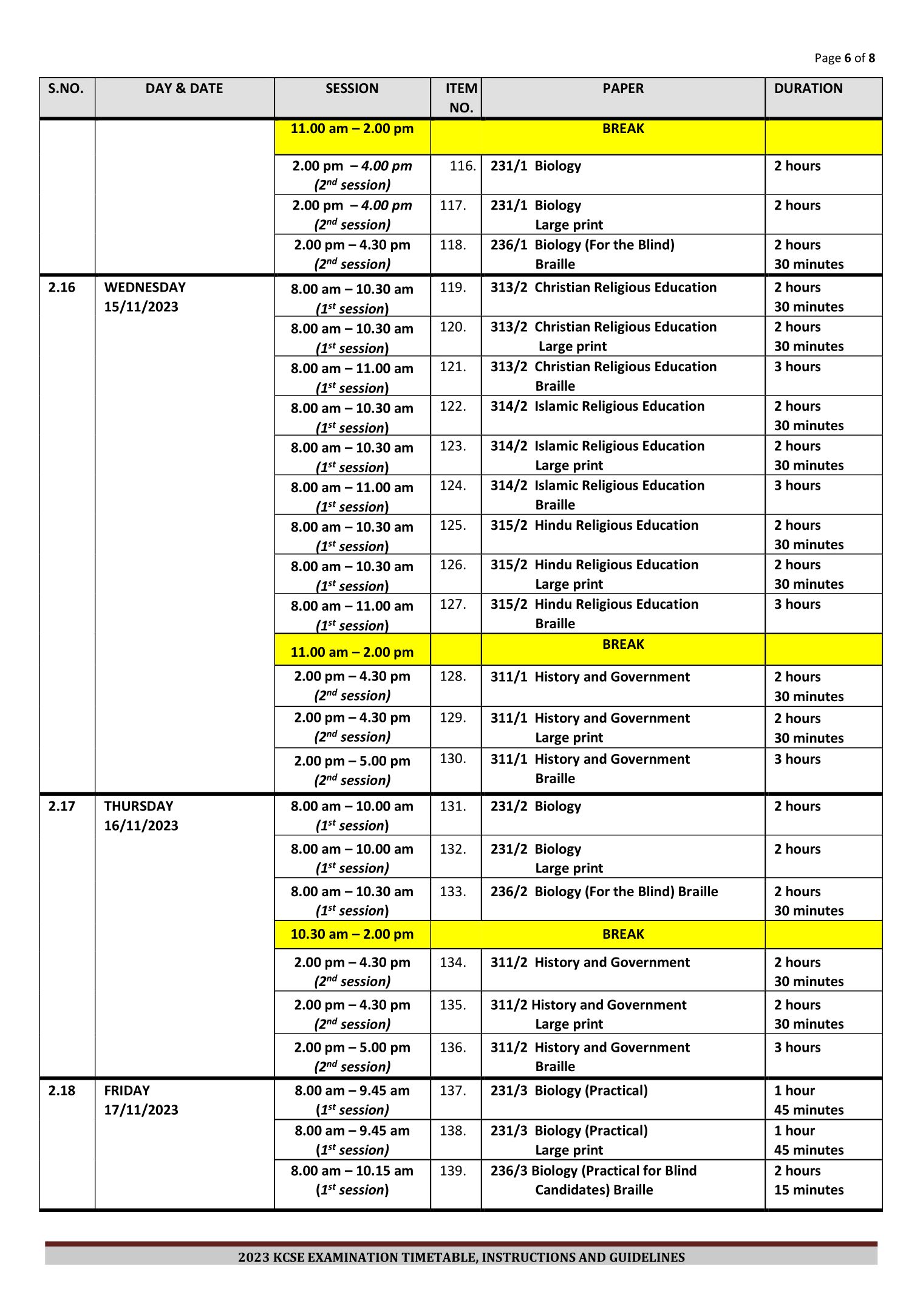The 2023 KCSE exam timetable - Education News | The Leading Newspaper ...