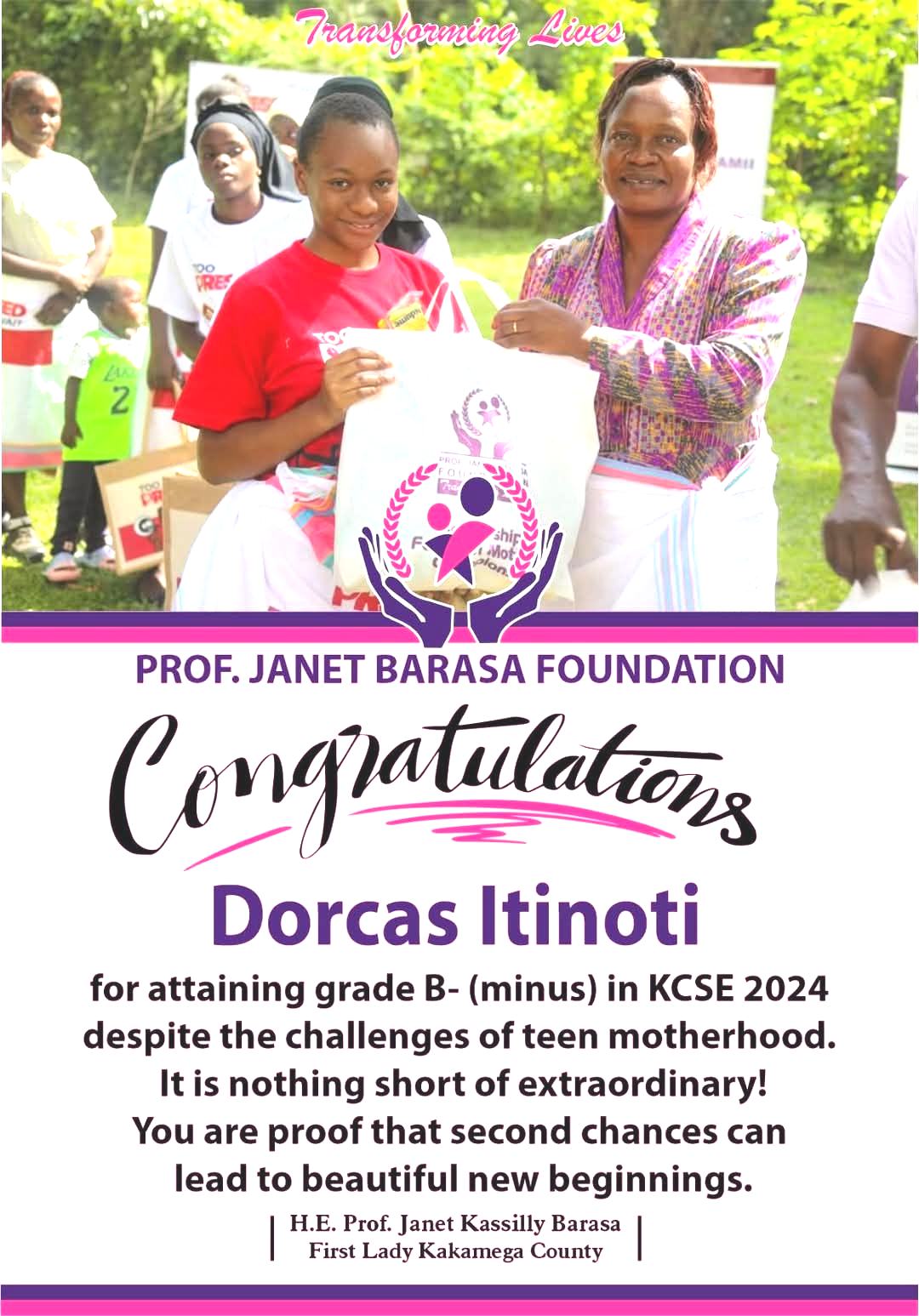 Kakamega teen mother who was given second chance excels in 2024 KCSE ...